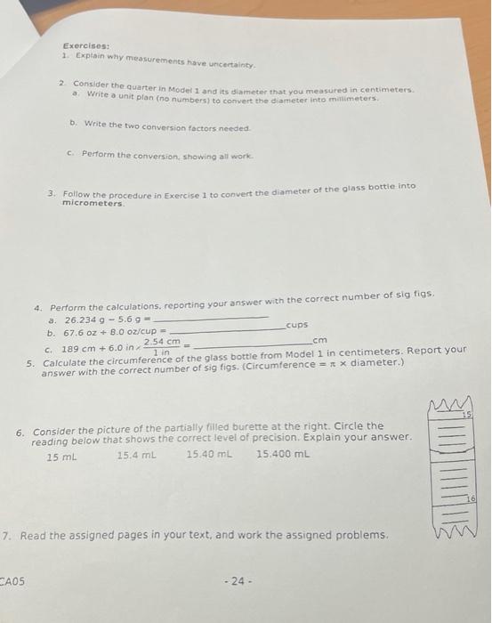 Solved Exercises: 1. Explain why measurements have | Chegg.com