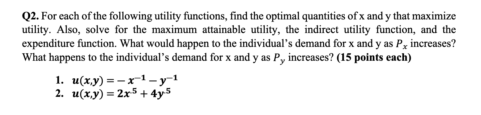For each of ﻿the following utility functions, find | Chegg.com
