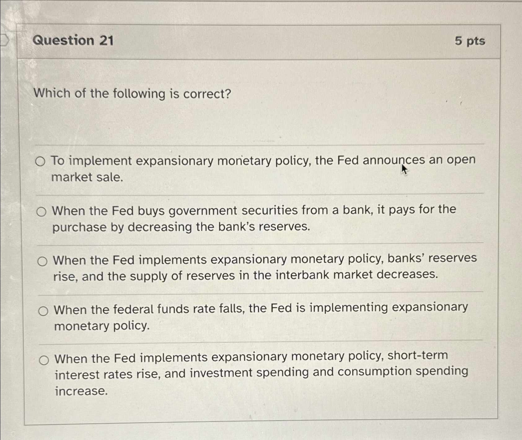 Solved Question 215 ﻿ptsWhich of the following is correct?To | Chegg.com