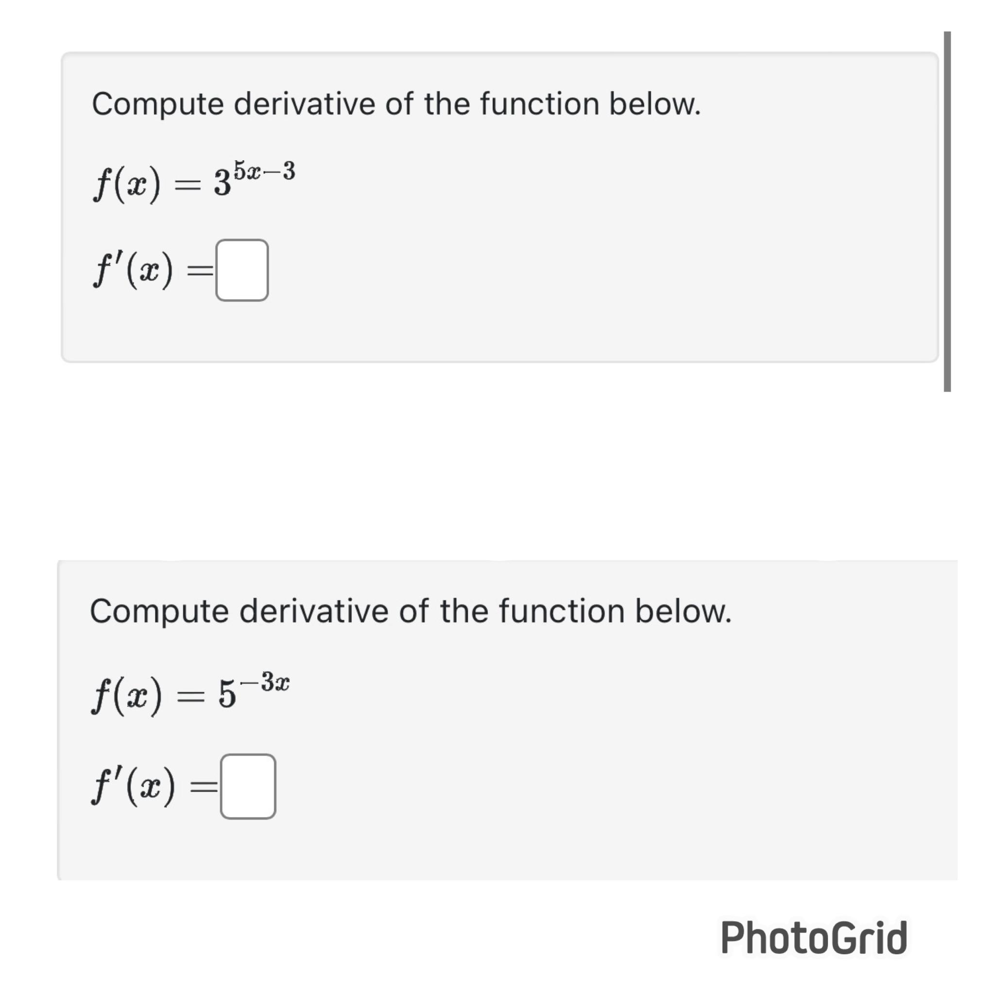 Solved Compute derivative of the function | Chegg.com Solved Compute derivative of the function | Chegg.com