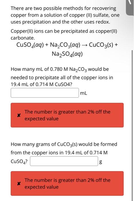 Solved There are two possible methods for recovering copper | Chegg.com