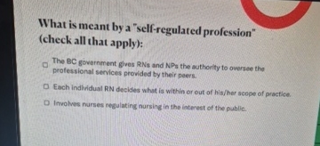 Solved What is meant by a "self-regulated profession" (check | Chegg.com