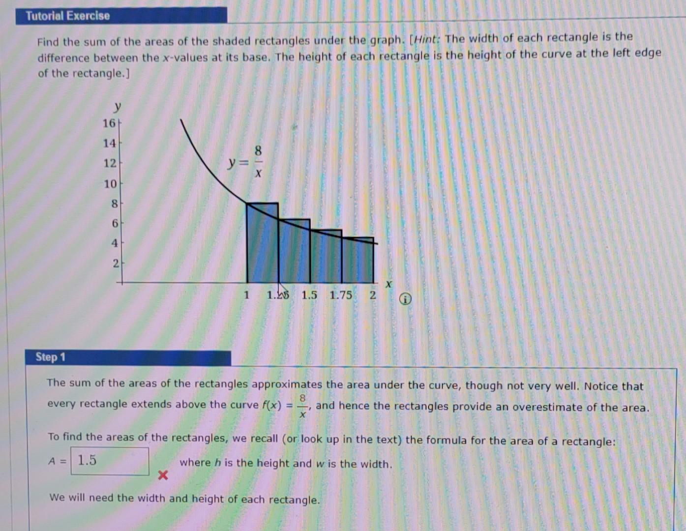 Solved Find the sum of the areas of the shaded rectangles | Chegg.com