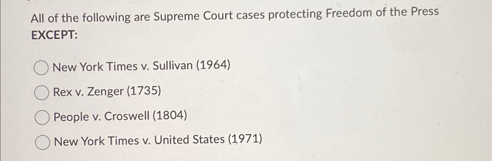 Solved All of the following are Supreme Court cases | Chegg.com