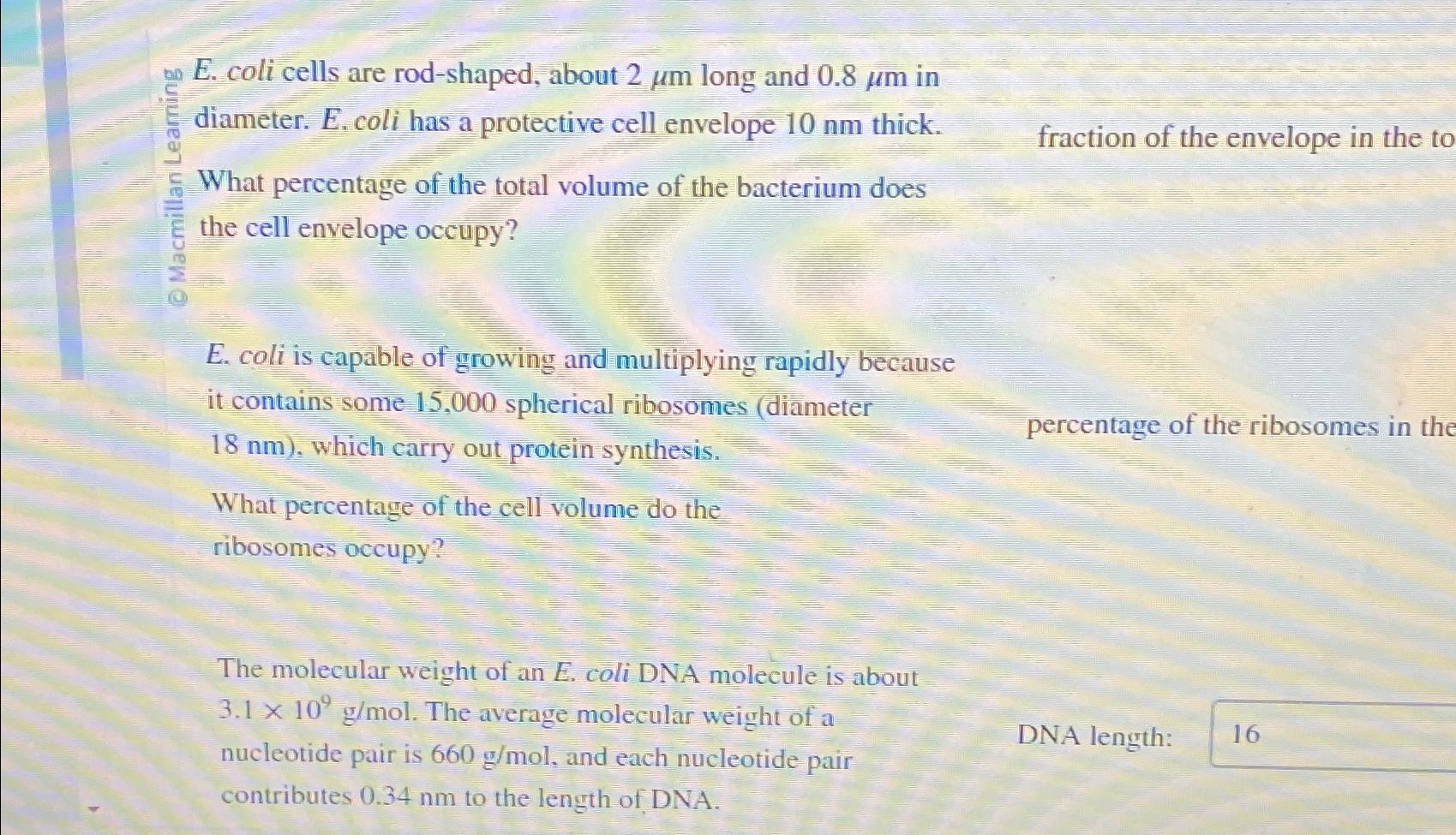 Solved E. ﻿coli cells are rod-shaped, about 2μm ﻿long and | Chegg.com