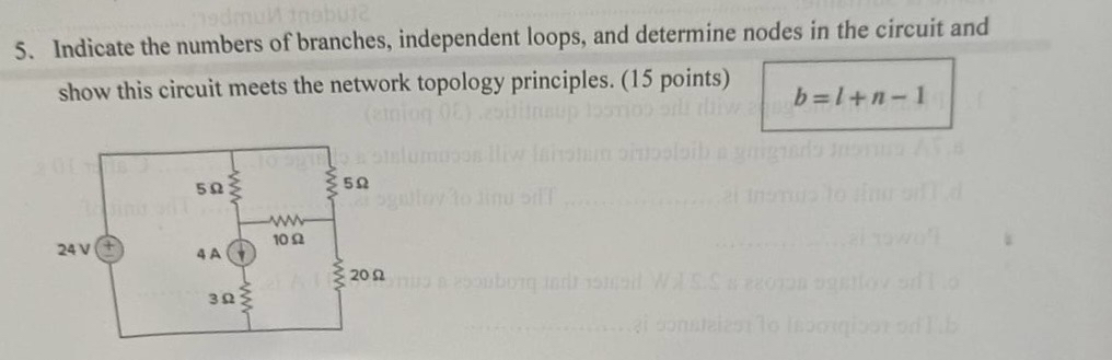 Solved Indicate the numbers of branches, independent loops, | Chegg.com