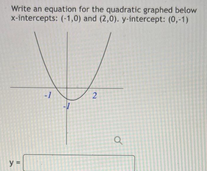 Solved Write an equation for the quadratic graphed below | Chegg.com
