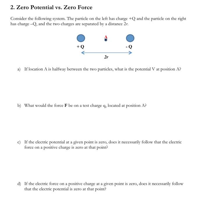 Solved 2. Zero Potential vs. Zero Force Consider the | Chegg.com