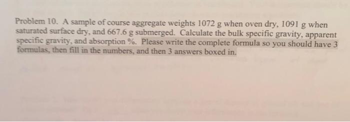 Solved Problem 10. A sample of course aggregate weights 1072 | Chegg.com