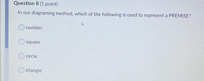 Solved Question 7 (1 point) In our diagraming method, which | Chegg.com