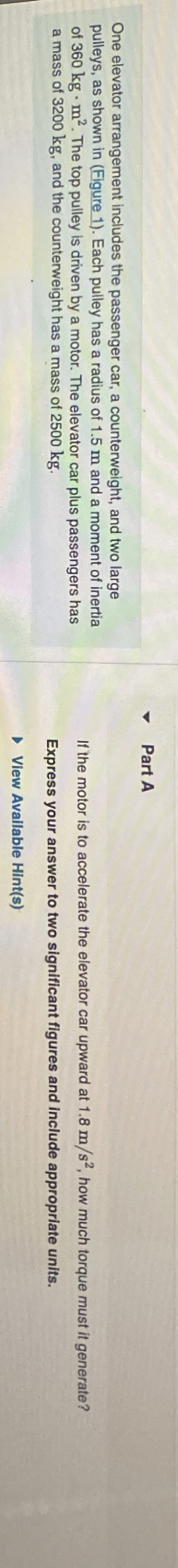 Solved One elevator arrangement includes the passenger car, | Chegg.com