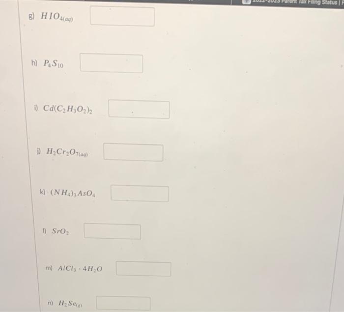 Solved naming compounds. For each chemical formula given | Chegg.com