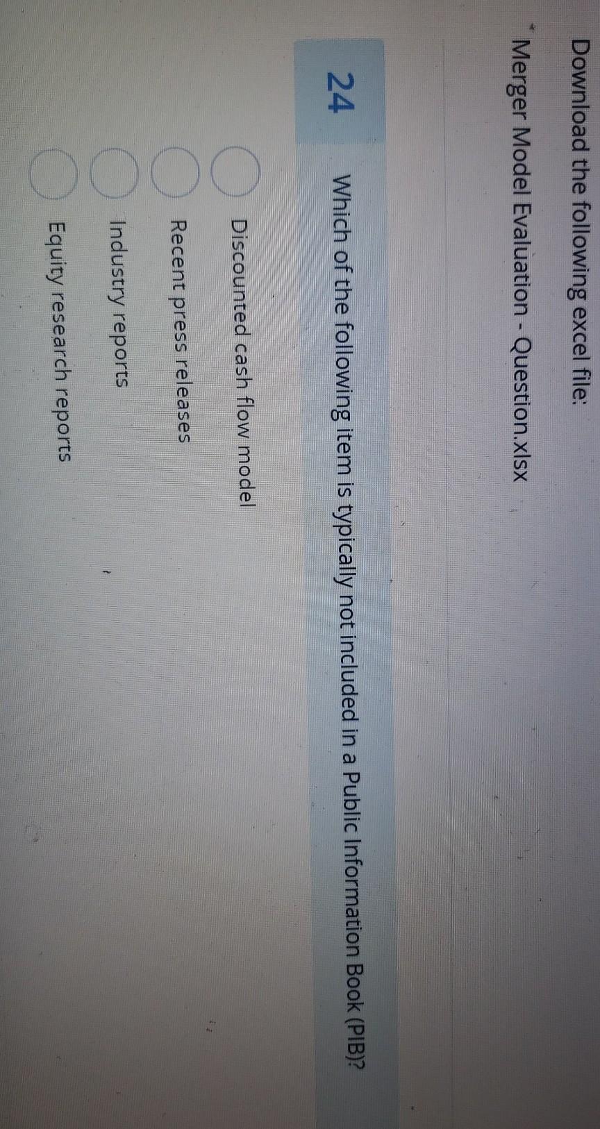 Solved Download the following excel file: Merger Model | Chegg.com
