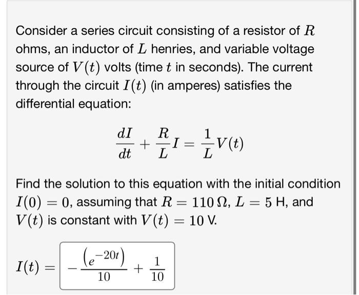 Solved Consider a series circuit consisting of a resistor of | Chegg.com
