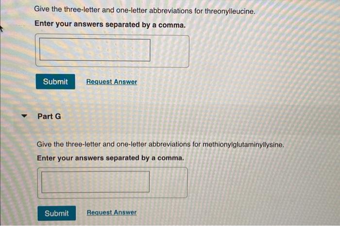 Solved Give the three-letter and one-letter abbreviations | Chegg.com