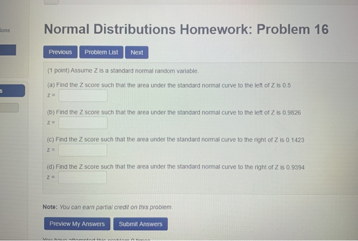 Solved ions Normal Distributions Homework: Problem 16 | Chegg.com