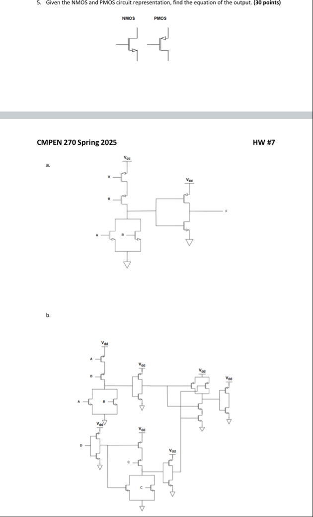 Solved Given the NMOS and PMOS circuit representation, find | Chegg.com
