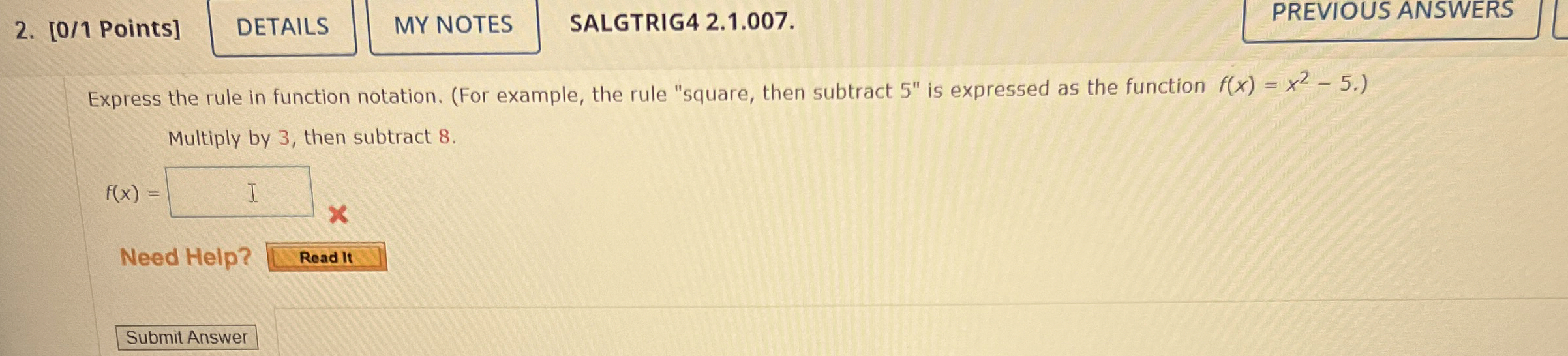 Solved [0/1 ﻿Points] q, ﻿SALGTRIG4 2.1.007.Express the rule | Chegg.com
