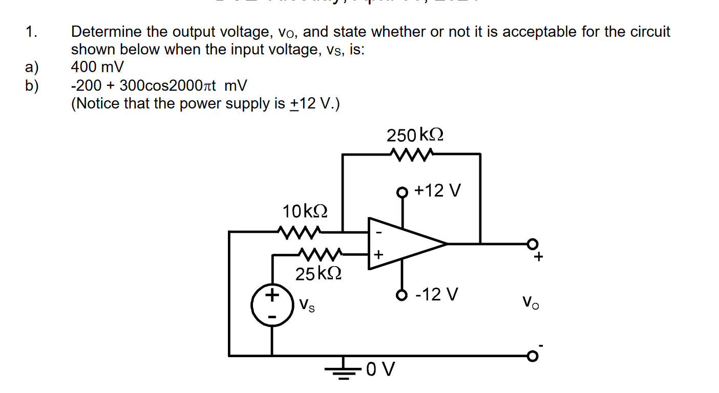 Solved . ﻿Determine the output voltage, v0, ﻿and state | Chegg.com