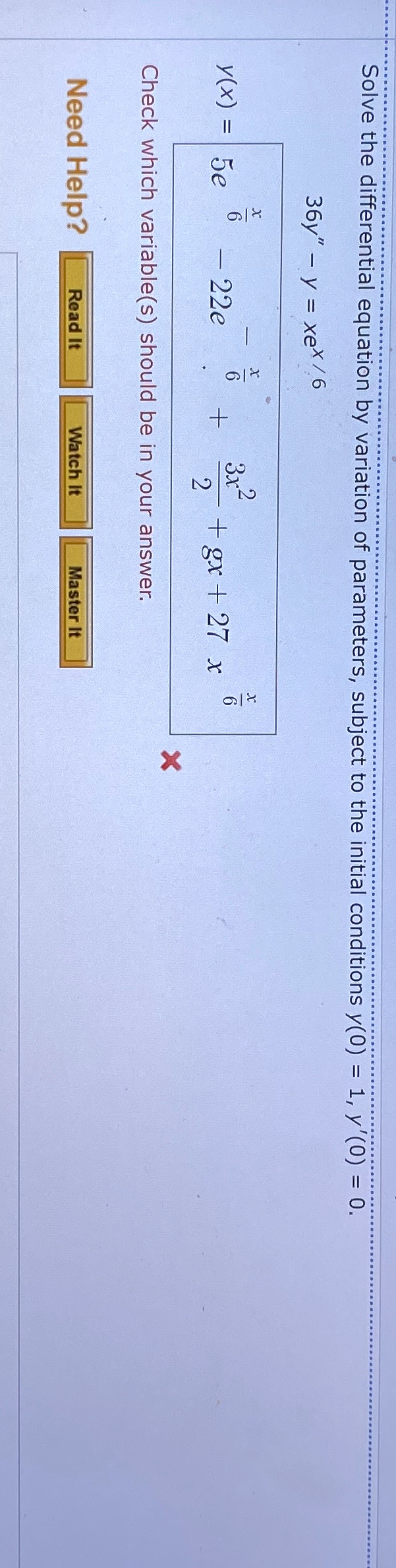 Solved Solve The Differential Equation By Variation Of 