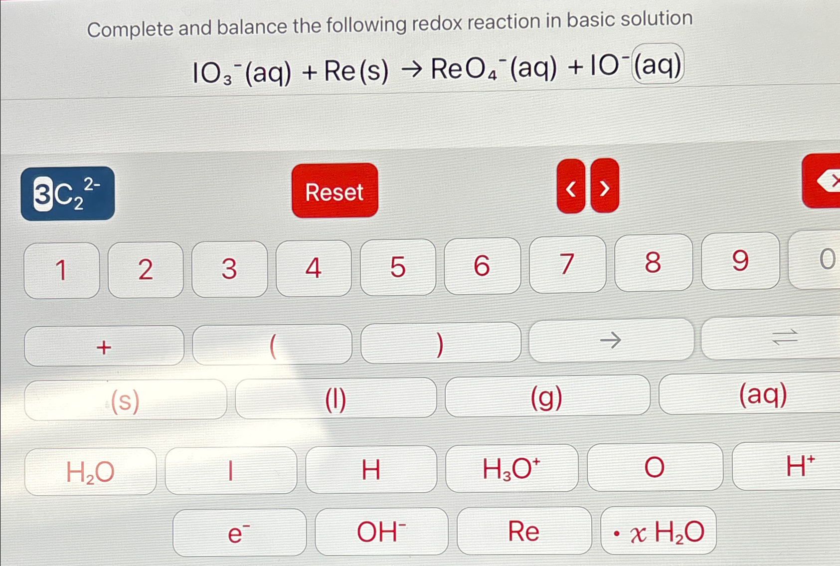 Solved Complete and balance the following redox reaction in | Chegg.com