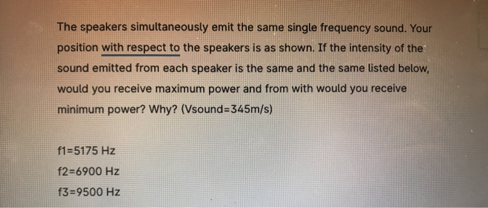Solved The speakers simultaneously emit the same single | Chegg.com