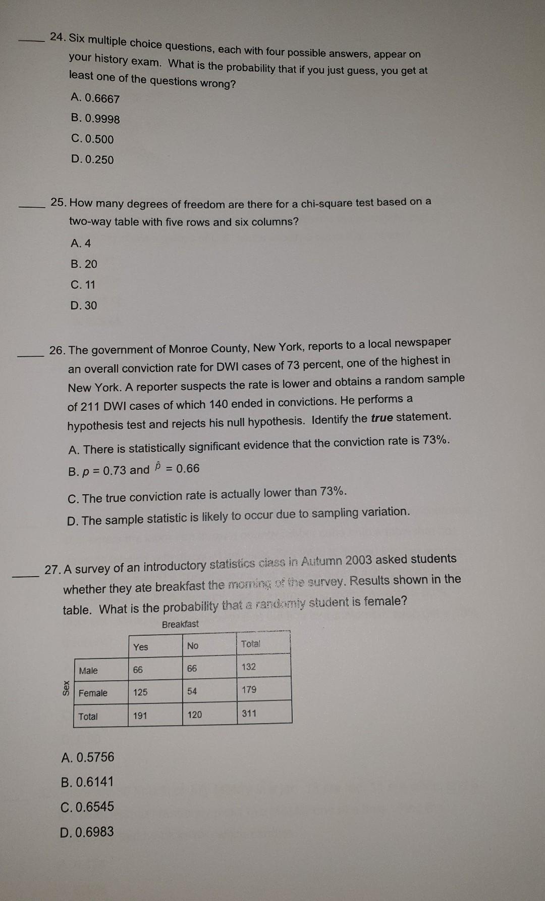 Solved I need these high school statistics questions to be | Chegg.com