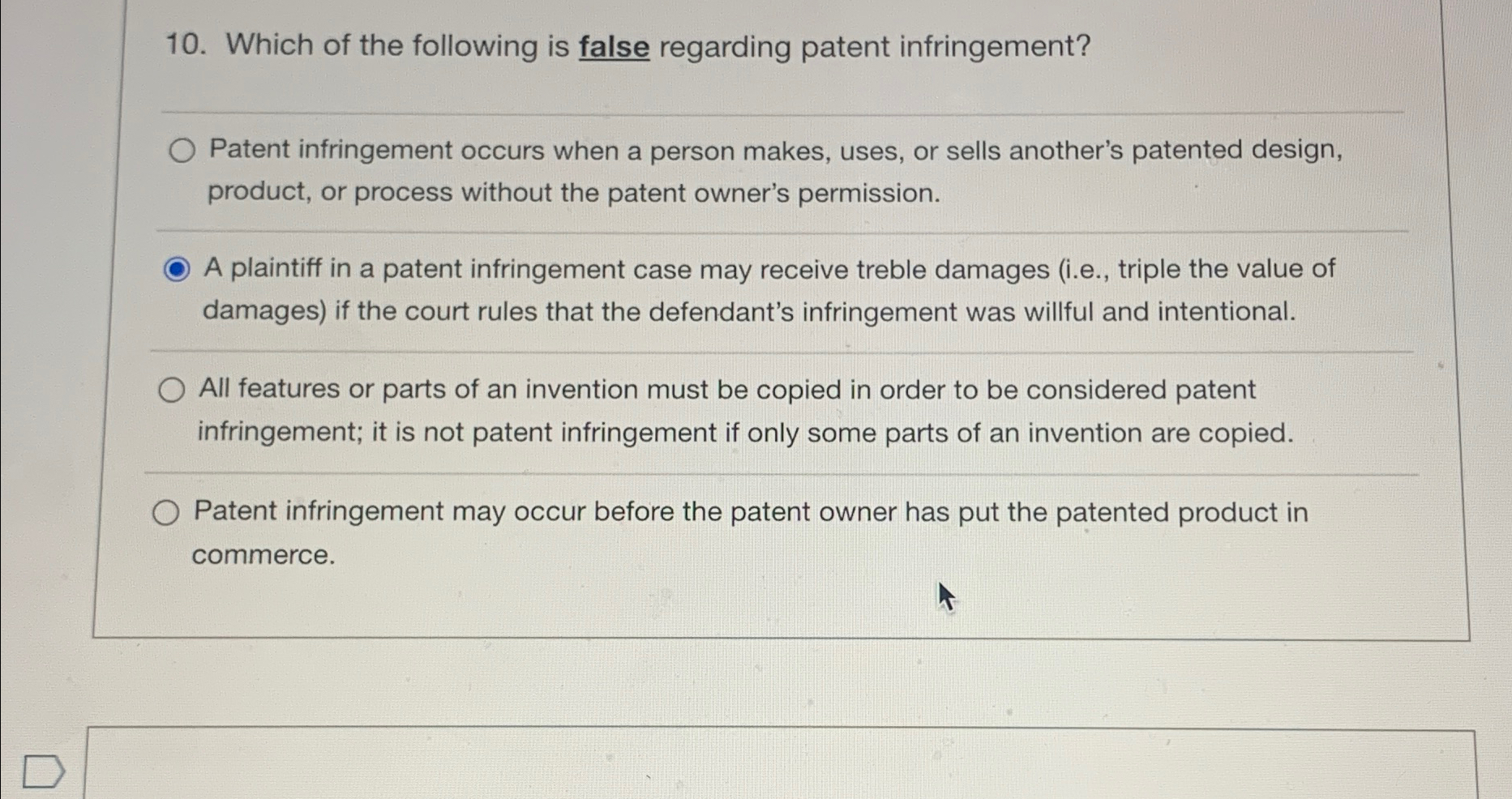 Solved Which of the following is false regarding patent | Chegg.com