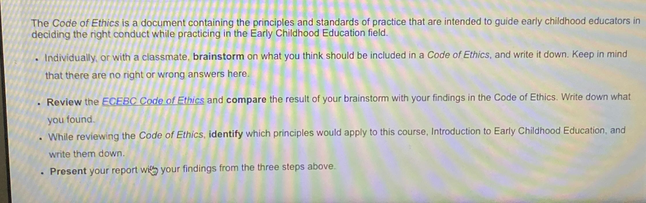 Solved The Code of Ethics is a document containing the | Chegg.com