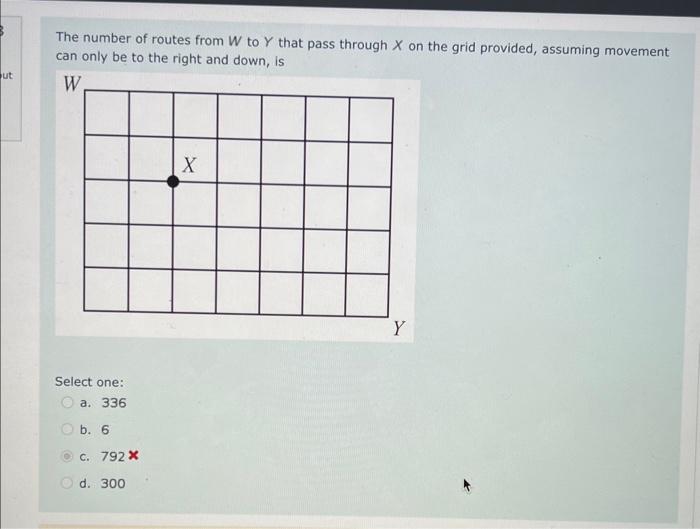 Solved The number of routes from W to Y that pass through X | Chegg.com