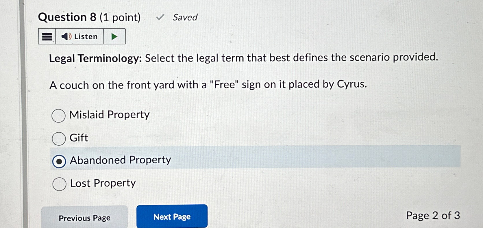 Solved Question 8 (1 ﻿point) ﻿Saved Legal Terminology: | Chegg.com