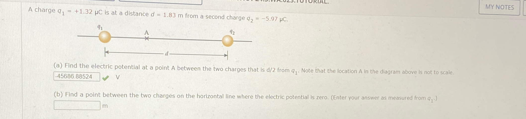 Solved A charge q1=+1.32μC ﻿is at a distance d=1.83m ﻿from a | Chegg.com