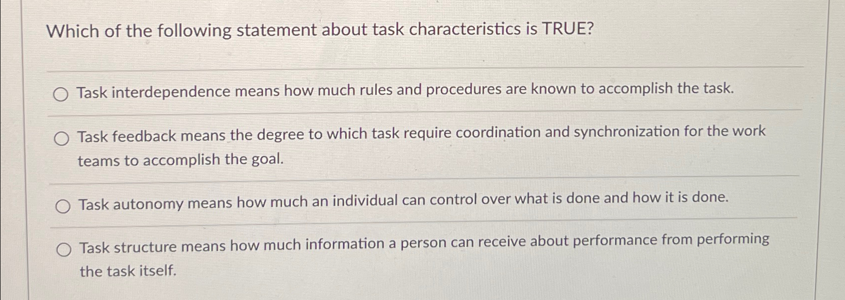 Solved Which of the following statement about task | Chegg.com
