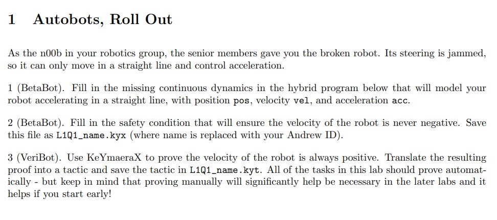 Solved 1 ﻿Autobots, Roll OutAs the n00b in your robotics | Chegg.com