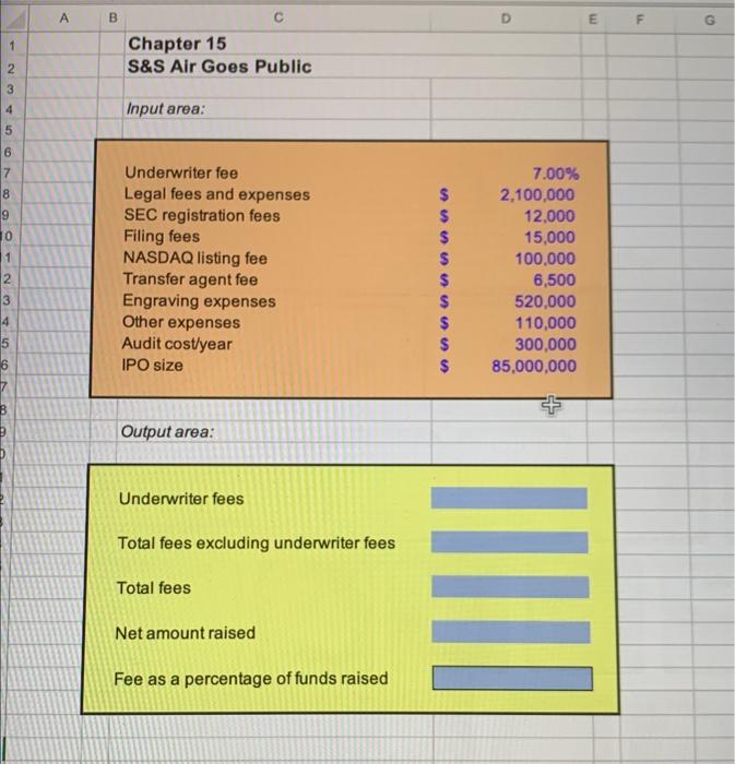 Solved Output area: Underwriter fees Total fees excluding | Chegg.com