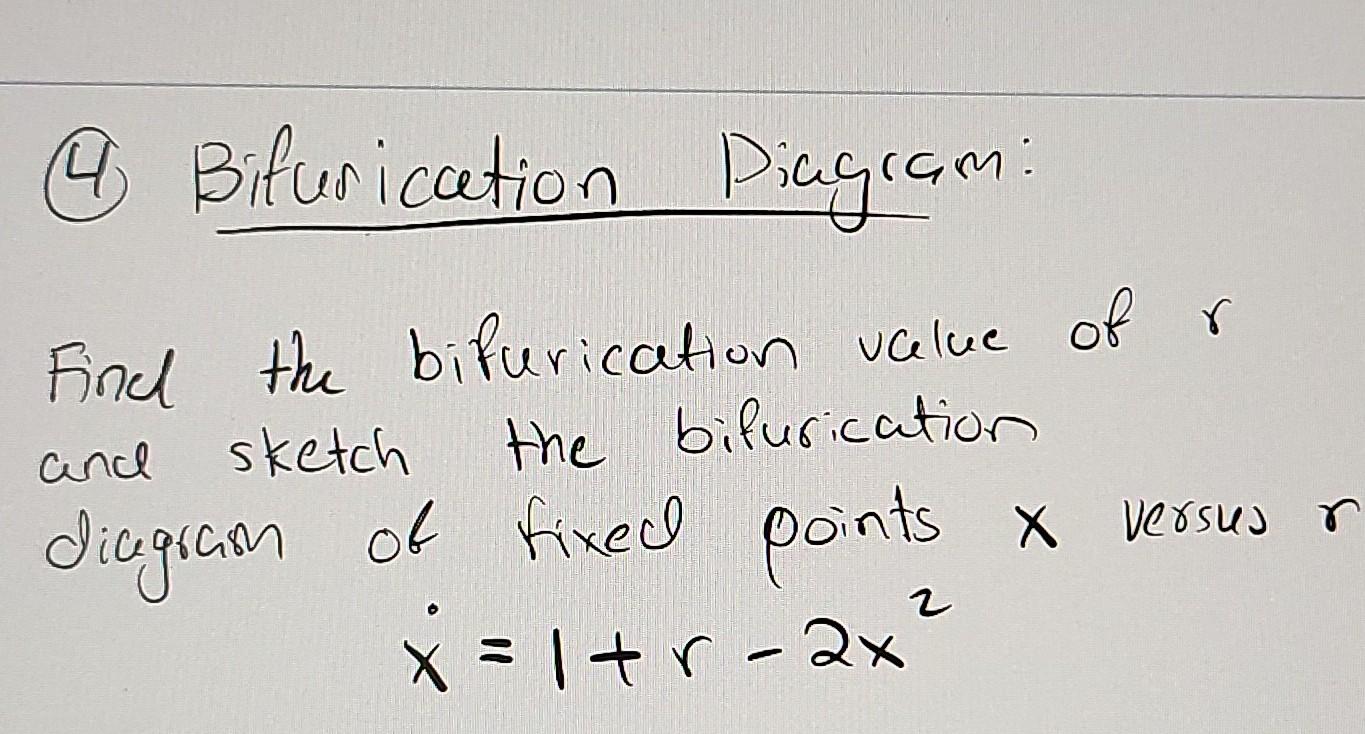 Solved 4 Bifurication Diagram : and Find the bifurication | Chegg.com