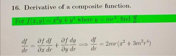 Solved 16 Derivative Of A Composite Function For