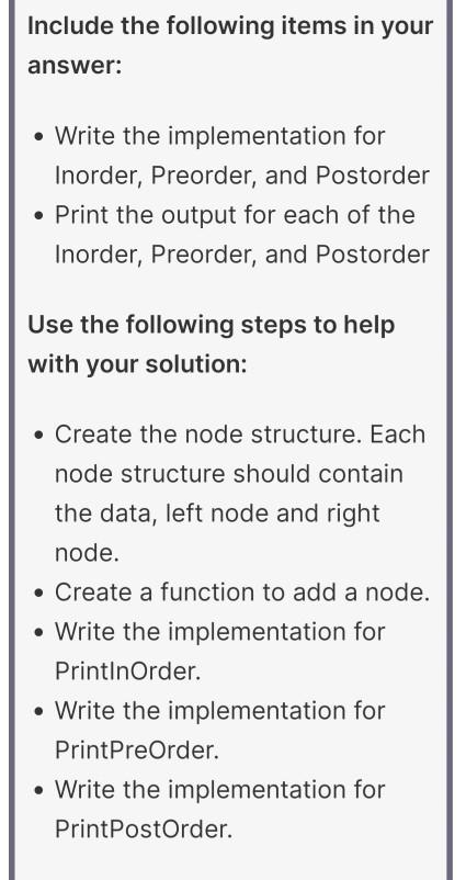 Solved Review the following tree and then implement Depth | Chegg.com