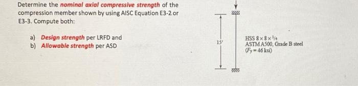 Solved W Determine the nominal axial compressive strength of | Chegg.com