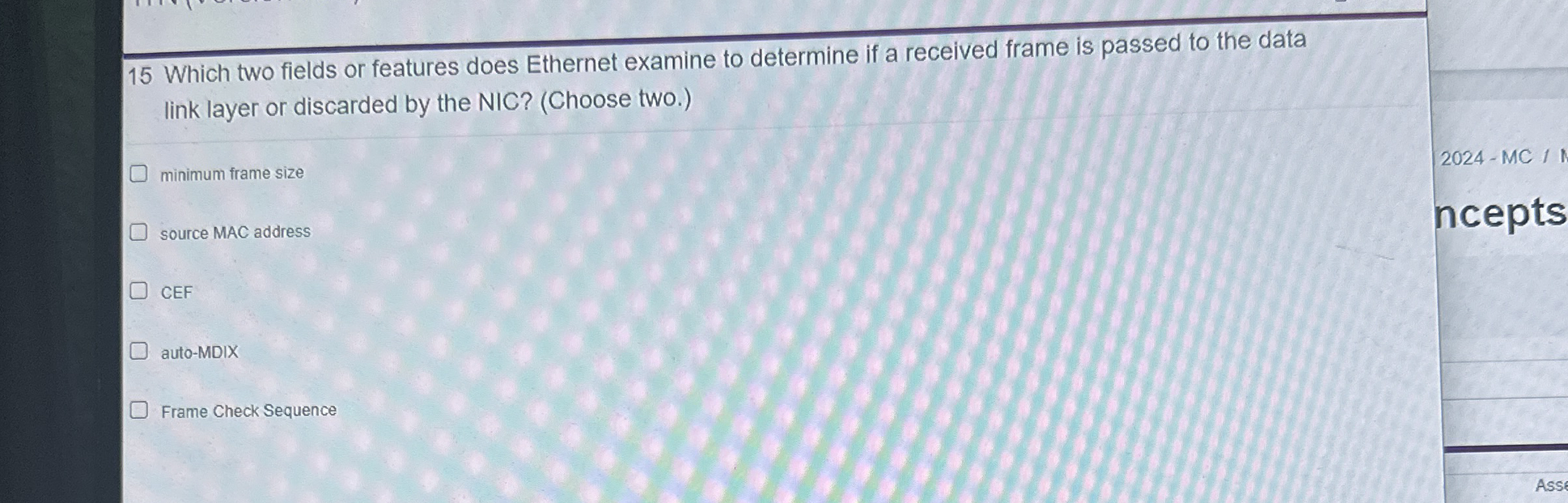Solved 15 ﻿Which two fields or features does Ethernet | Chegg.com