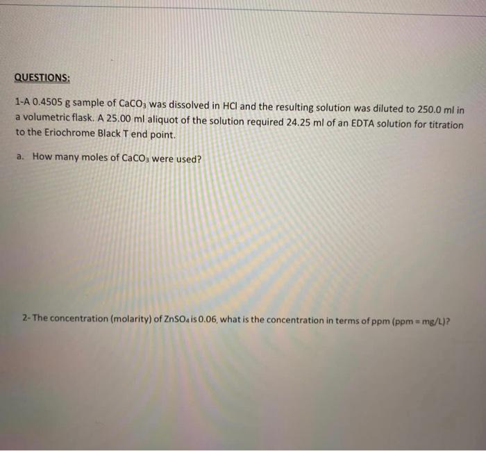 Solved EXPERIMENT FIFTH: COMPLEXOMETRIC TITRATION OF Ca(II) | Chegg.com