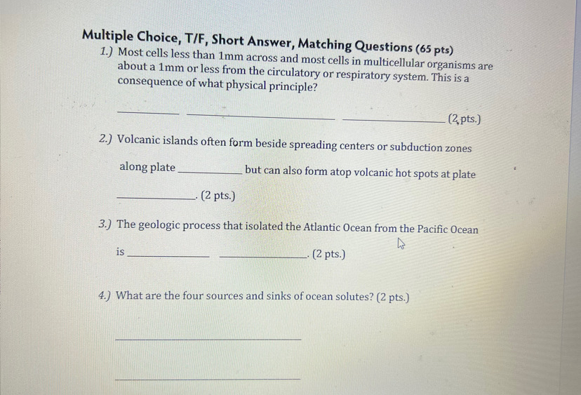 Solved Multiple Choice, T/F, ﻿Short Answer, Matching | Chegg.com