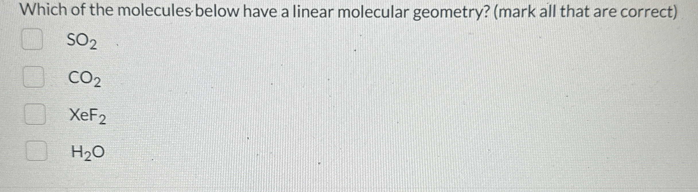 Solved Which of the molecules below have a linear molecular | Chegg.com