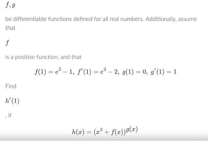 Solved be differentiable functions defined for all real | Chegg.com