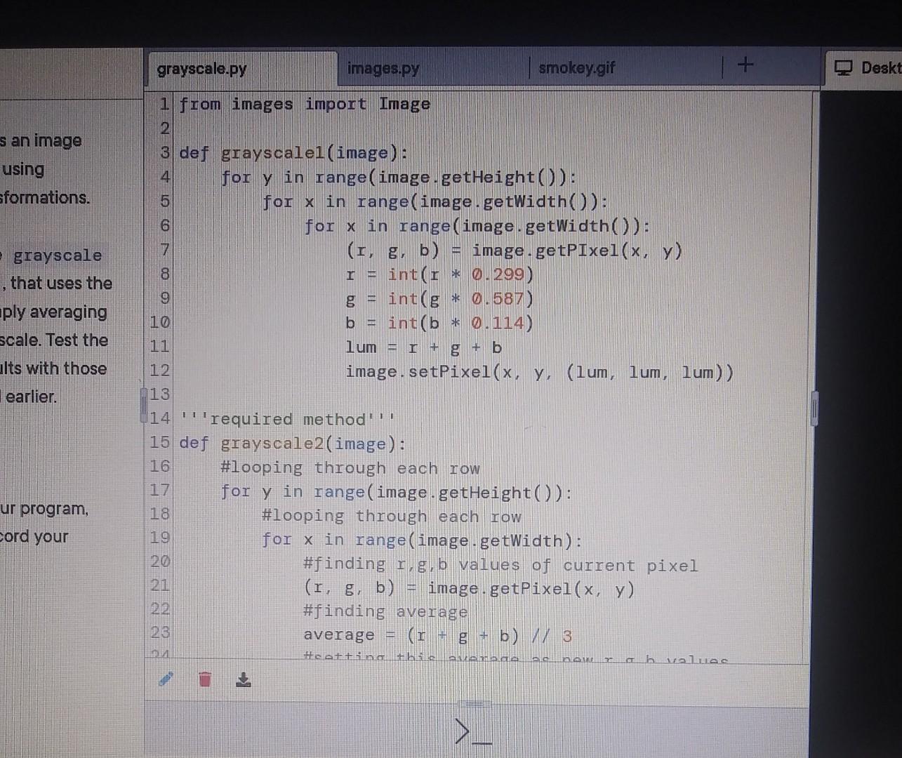 Solved The program provided displays an image and applies a | Chegg.com