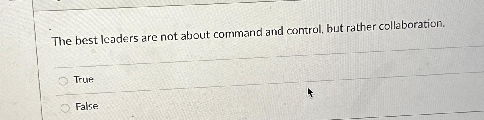 Solved The best leaders are not about command and control, | Chegg.com