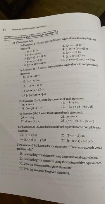 Solved Rass Exrrises and PreMemts In-Class Exendses In | Chegg.com