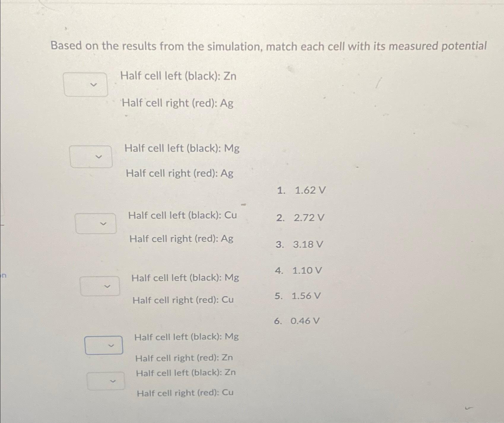 Based on the results from the simulation, match each | Chegg.com
