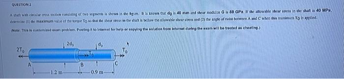 Solved QUESTIONS A with circular cross section coming of two | Chegg.com