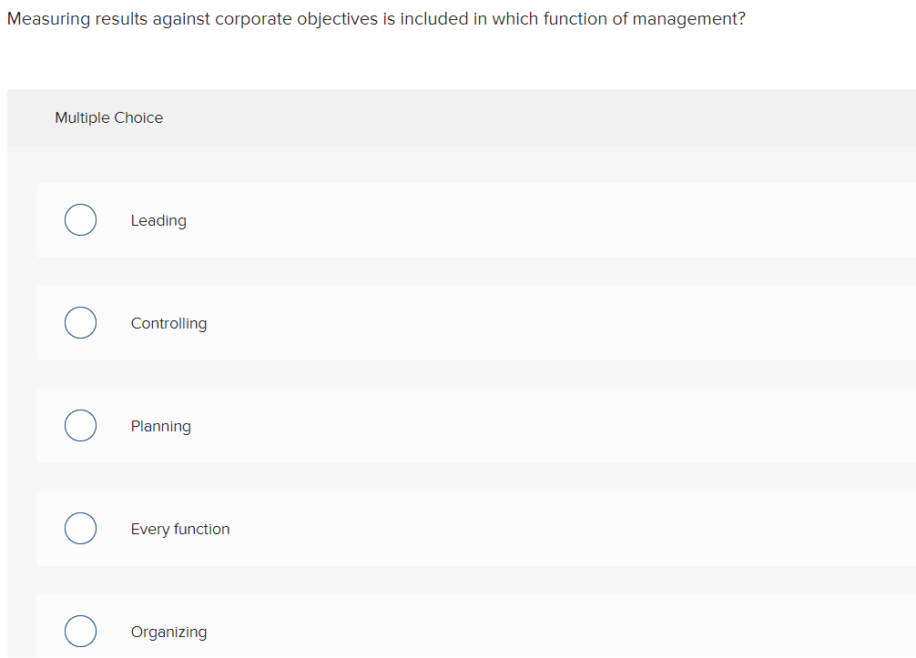 Solved Measuring results against corporate objectives is | Chegg.com